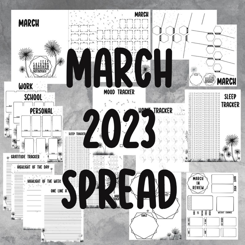 Full March 2023 Digital Journal Pages, Printable Journal, Dandelion ...