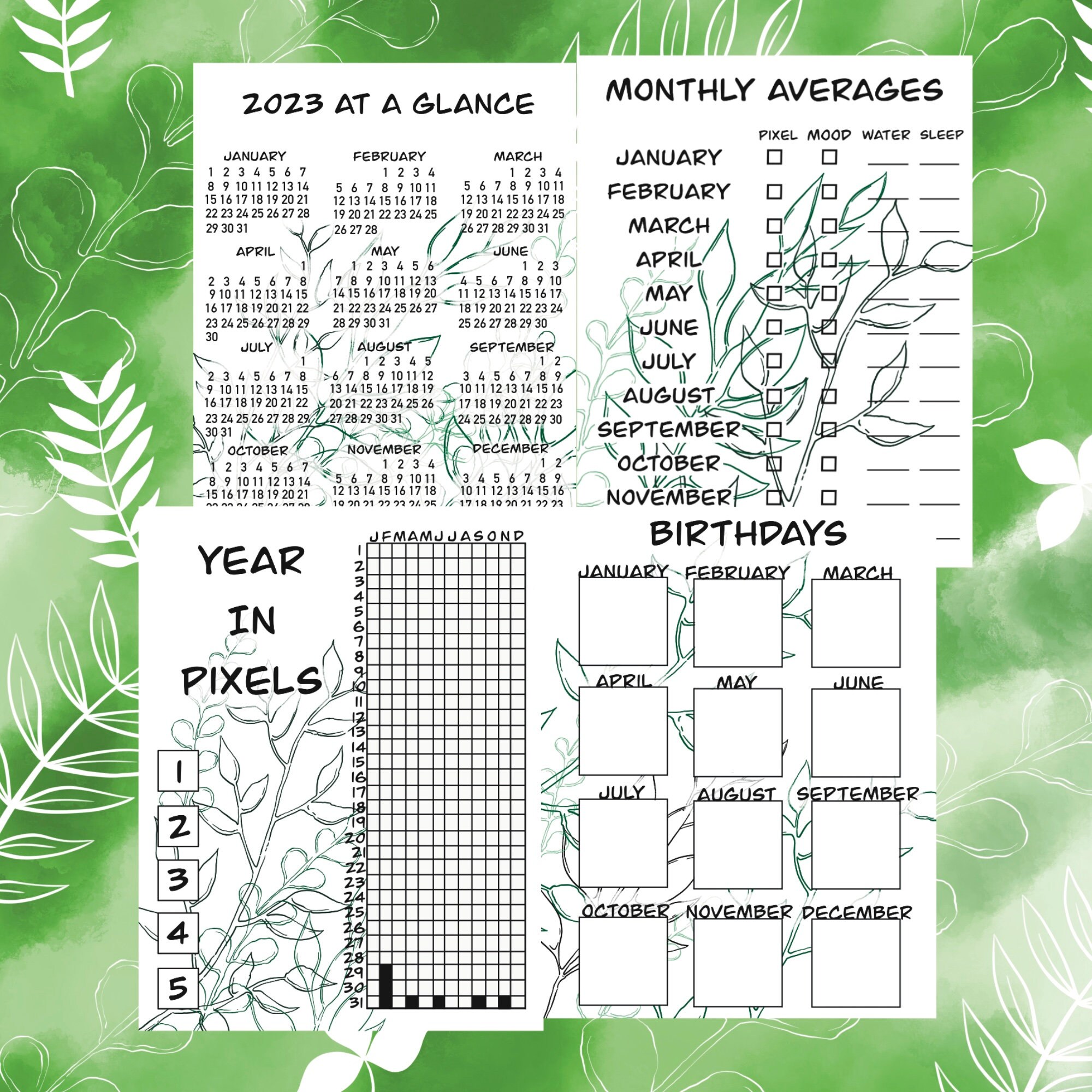 Full 2023 Digital Journal/dot Journal Pages, Printable Journal, Plant ...