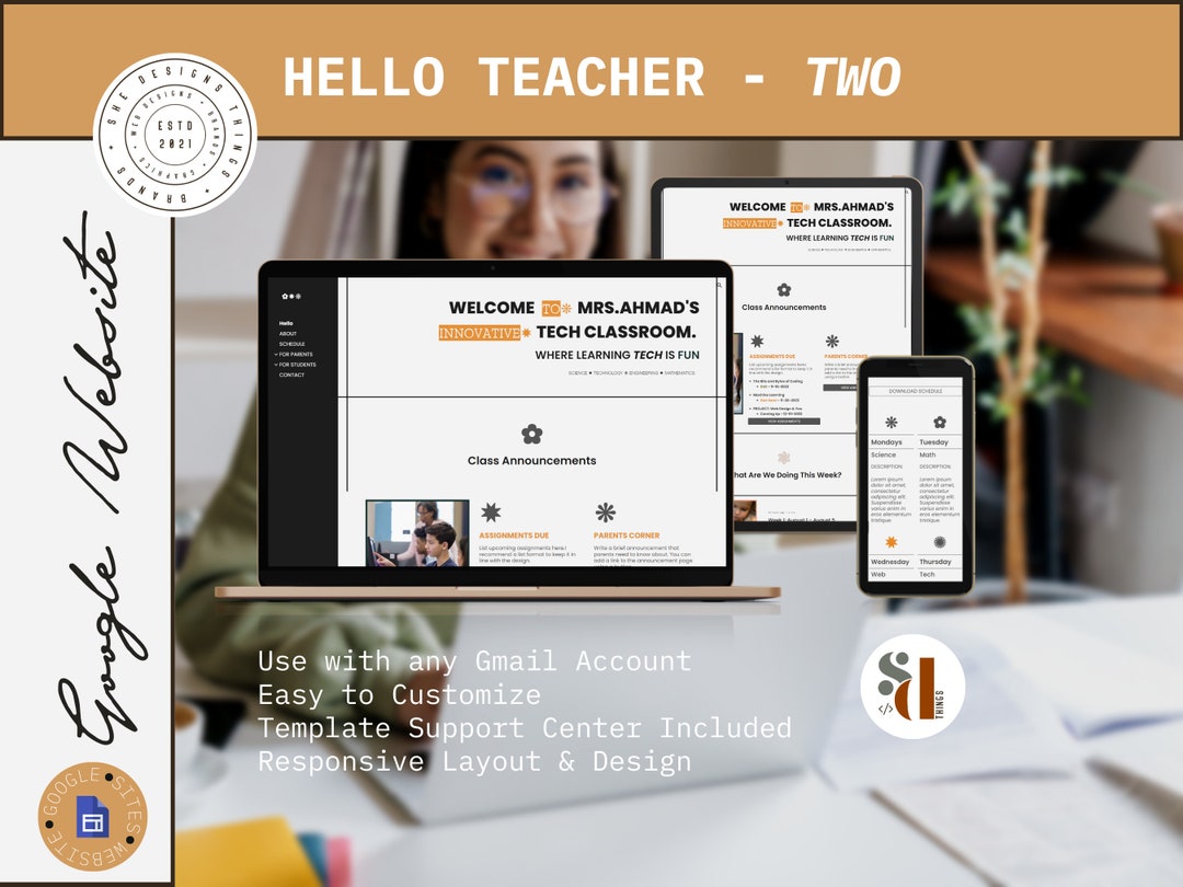 Google Site Class | Calm Orange Theme for Google Sites | Classroom ...