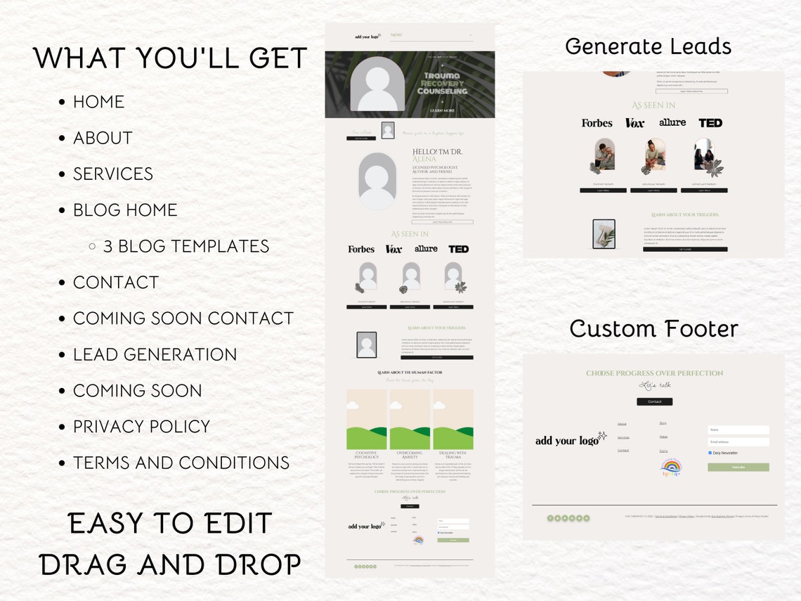 Google Site Template Green and Cream Theme for Google Sites - Etsy
