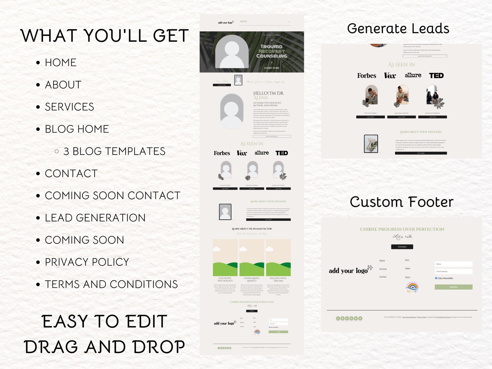 Google Site Template Green and Cream Theme for Google Sites - Etsy