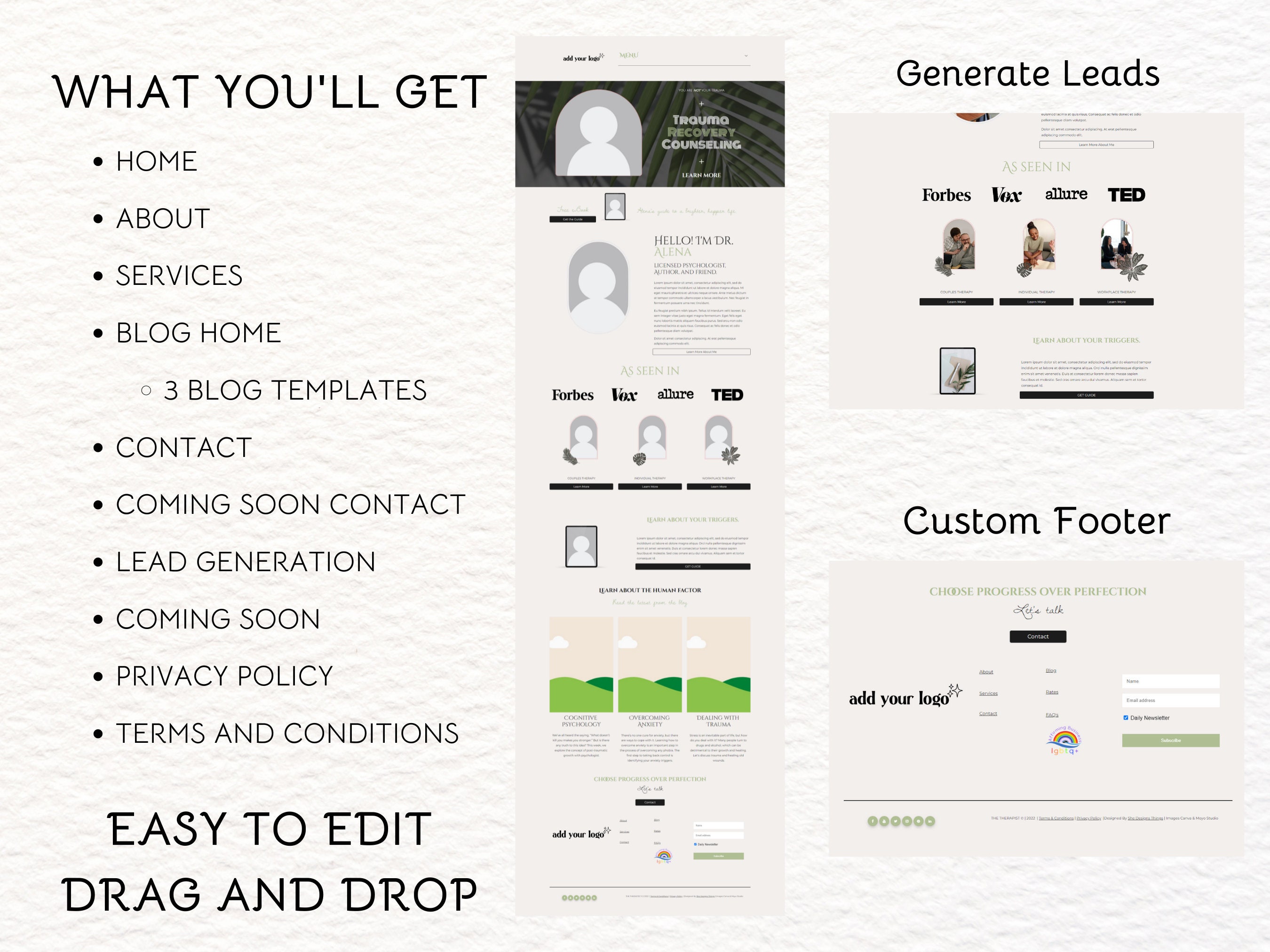 Google Site Template Green and Cream Theme for Google Sites - Etsy