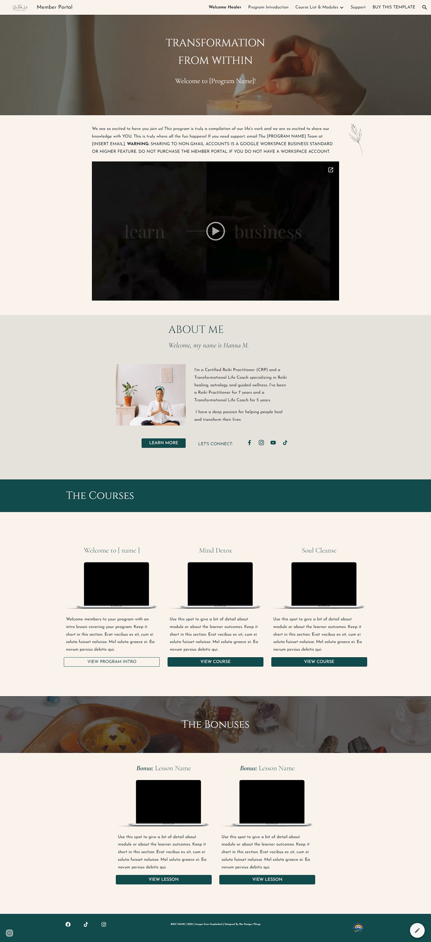 Google Sites Theme: Healer Member Portal, Minimalist Website - Etsy