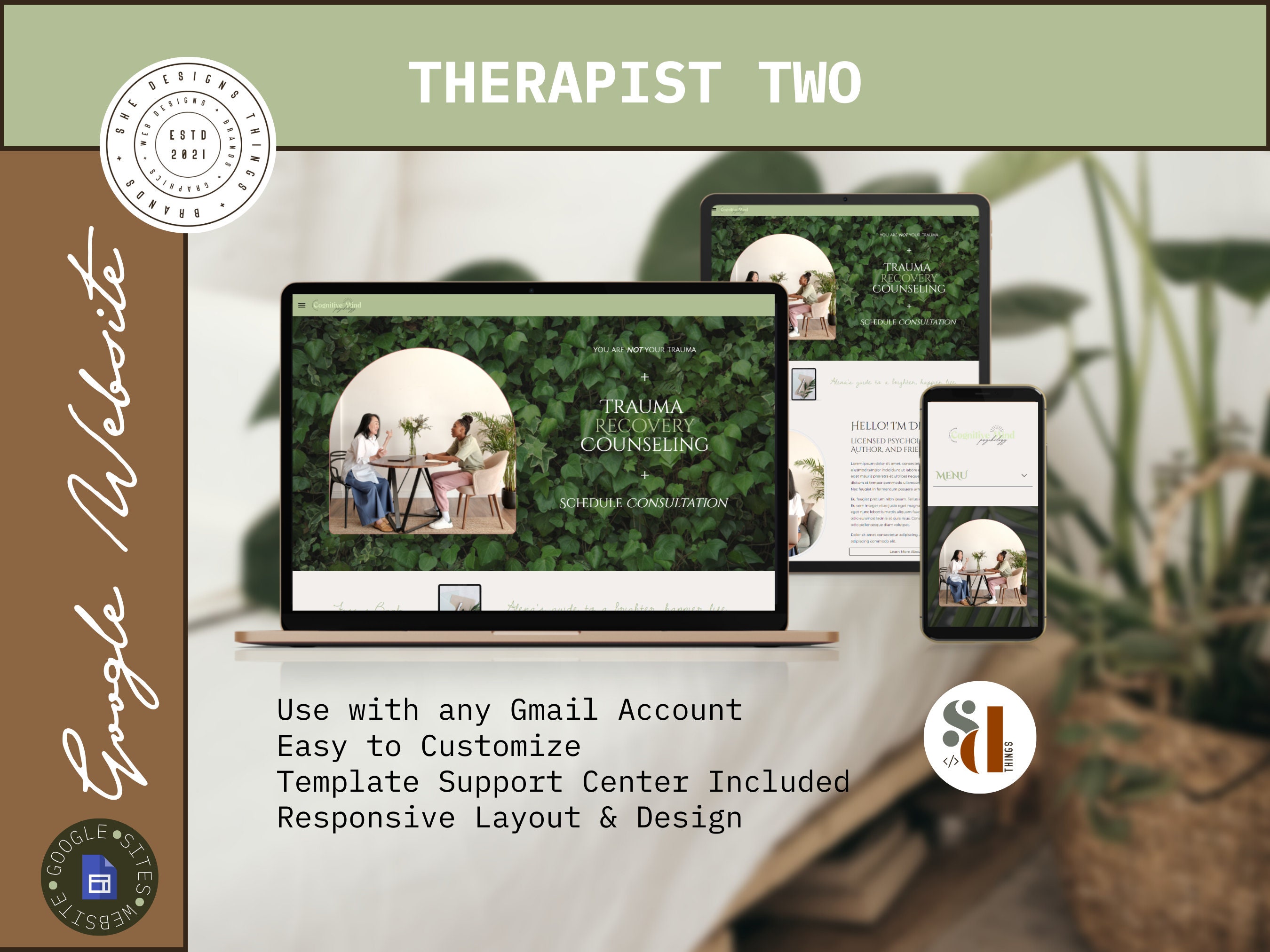 Google Site Template | Green and Cream Theme for Google Sites ...