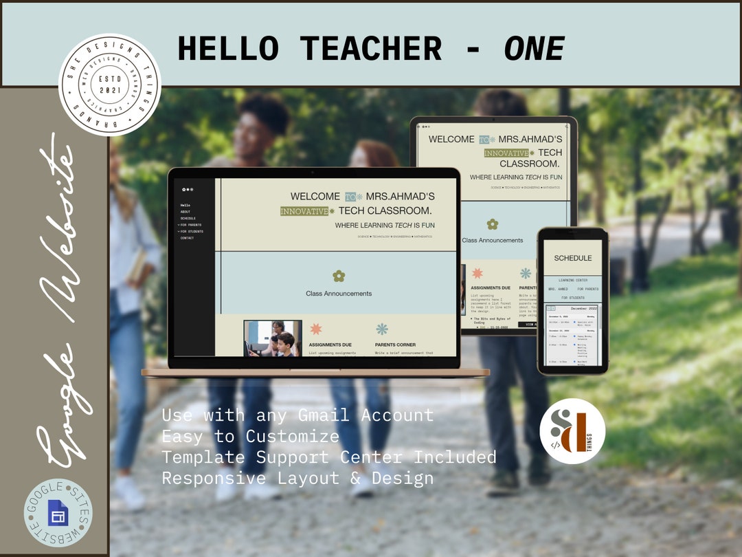 Calm Green Google Site Template: Classroom Website Design - Etsy