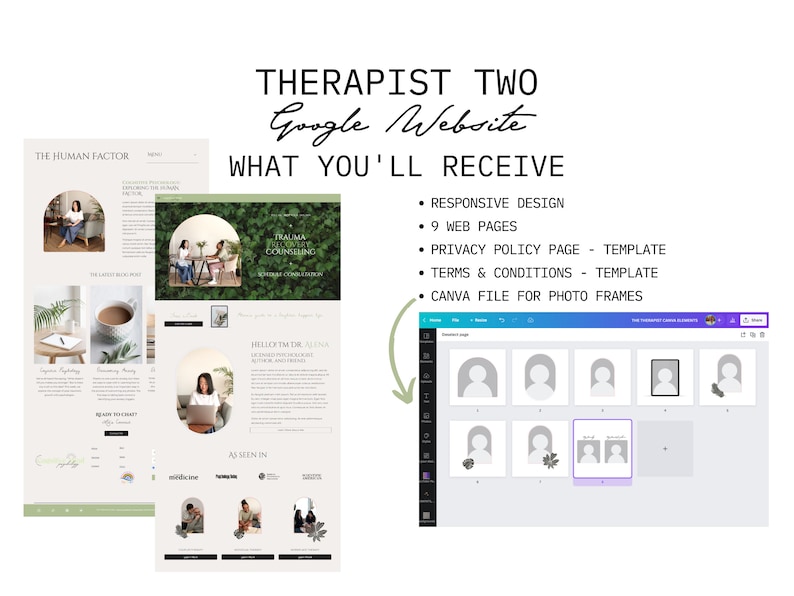 Google Site Template | Green and Cream Theme for Google Sites ...