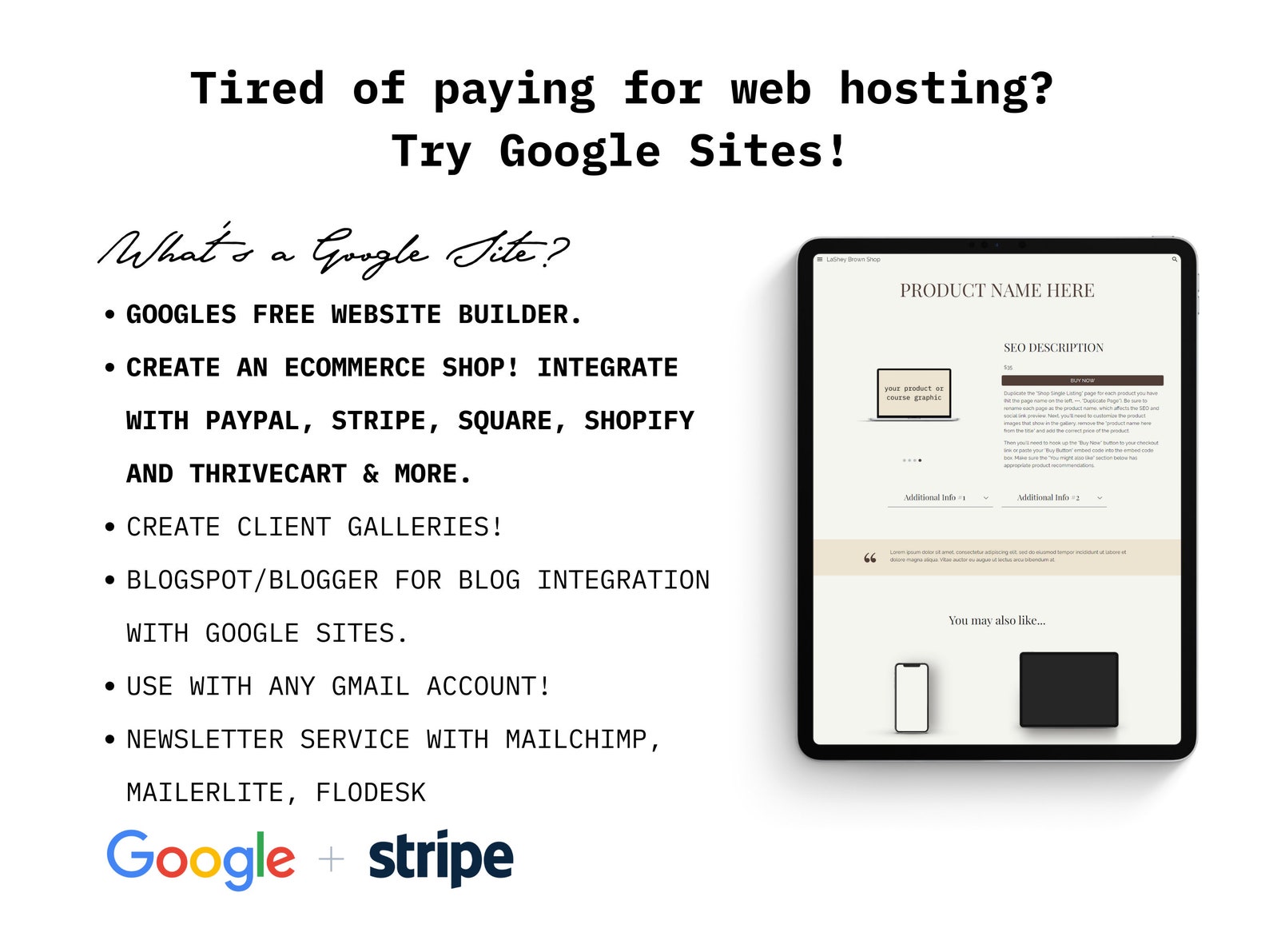 Google Site Template | Green and Cream Theme for Google Sites ...