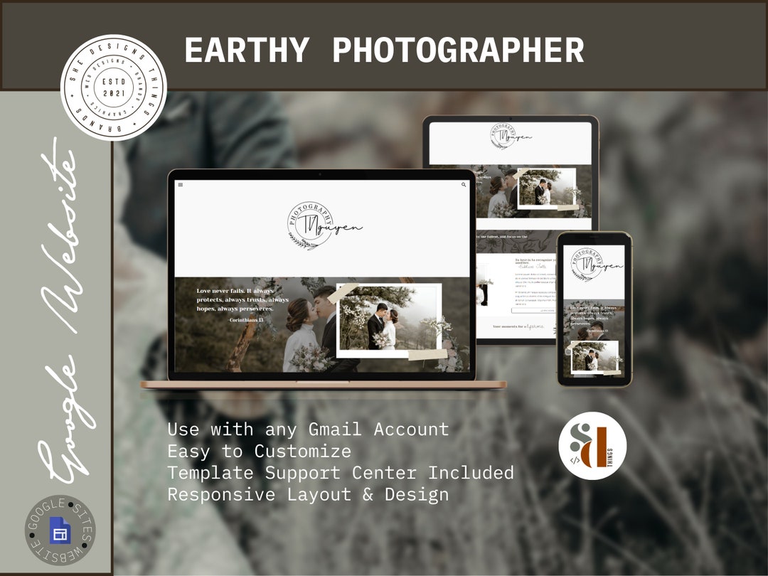 Google Sites Template | Earthy Theme for Google Sites | Photographer ...