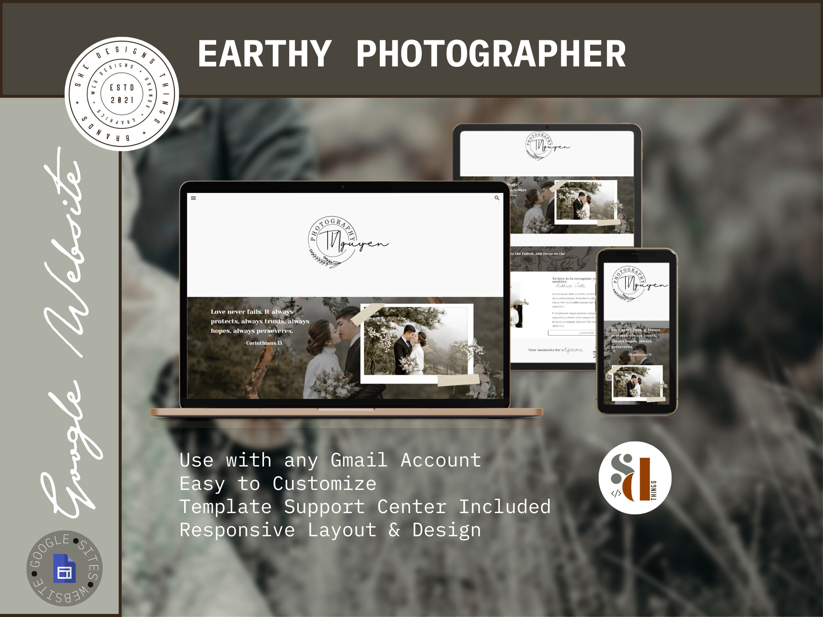 Google Sites Template | Earthy Theme for Google Sites | Photographer ...