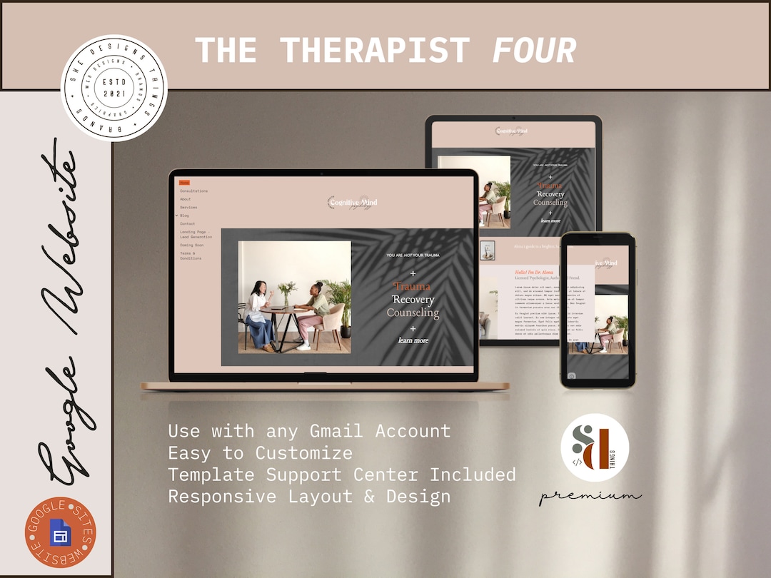 Therapist Google Sites Template: Dusty Rose Website Design - Etsy