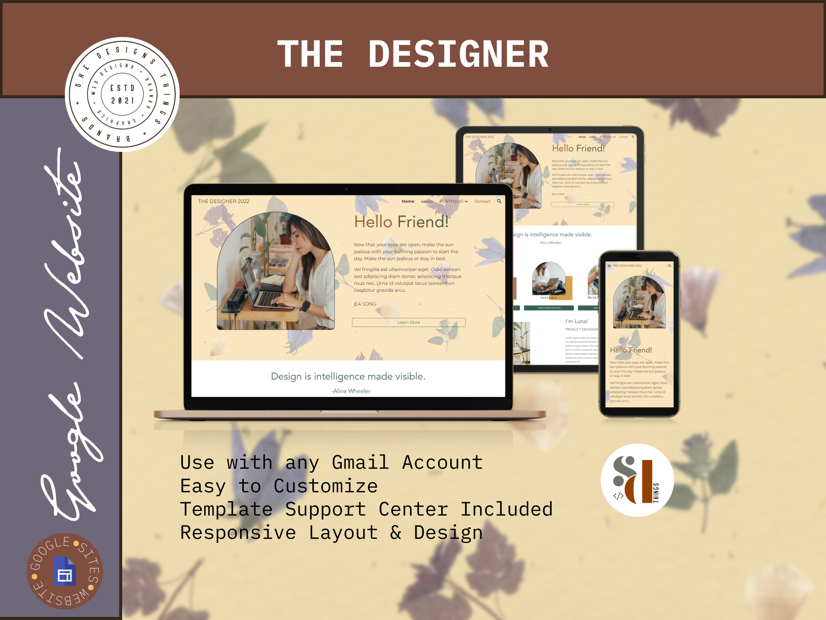 The Designer: Portfolio Website Theme for Google Sites - Etsy