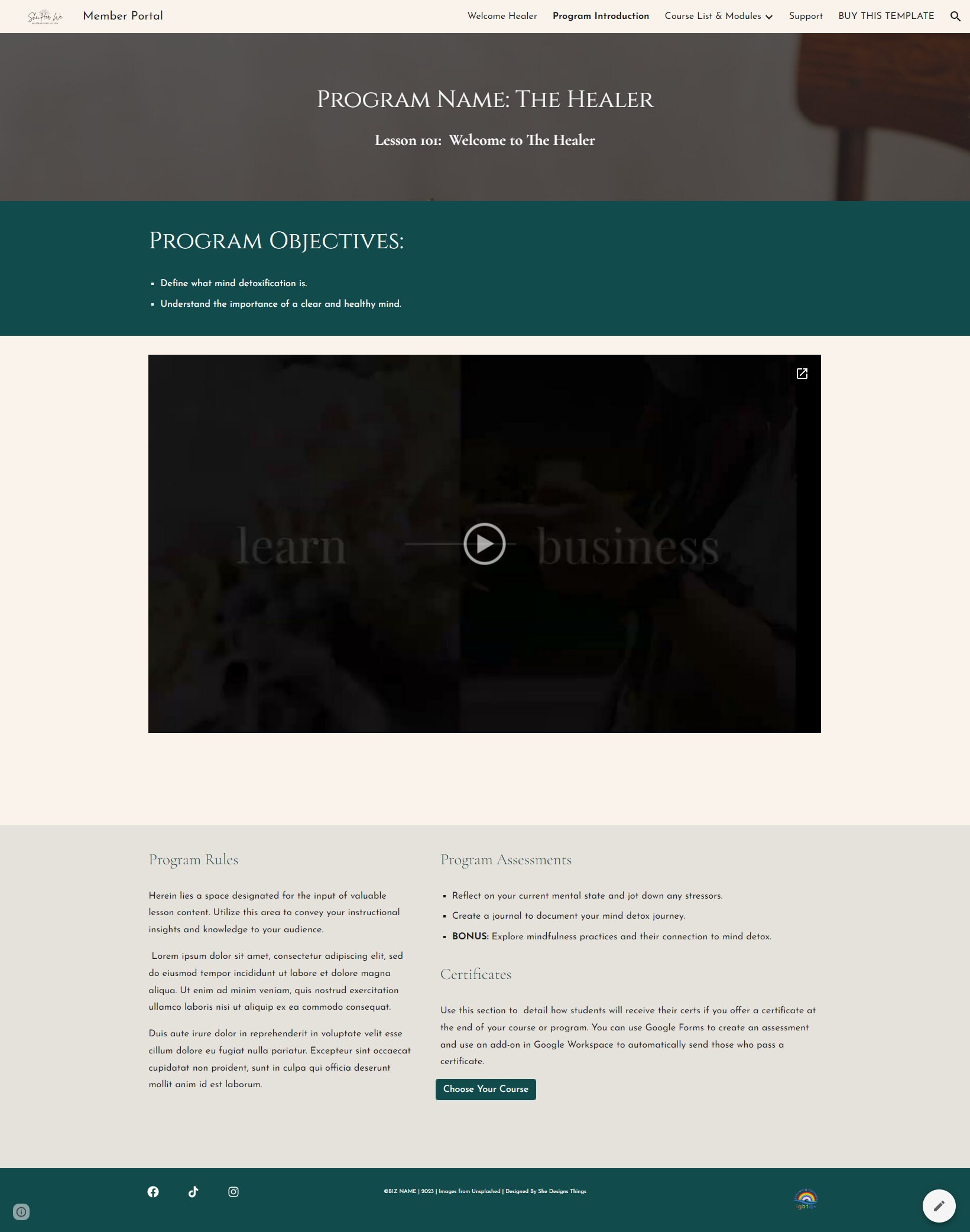 Google Sites Theme: Healer Member Portal, Minimalist Website - Etsy