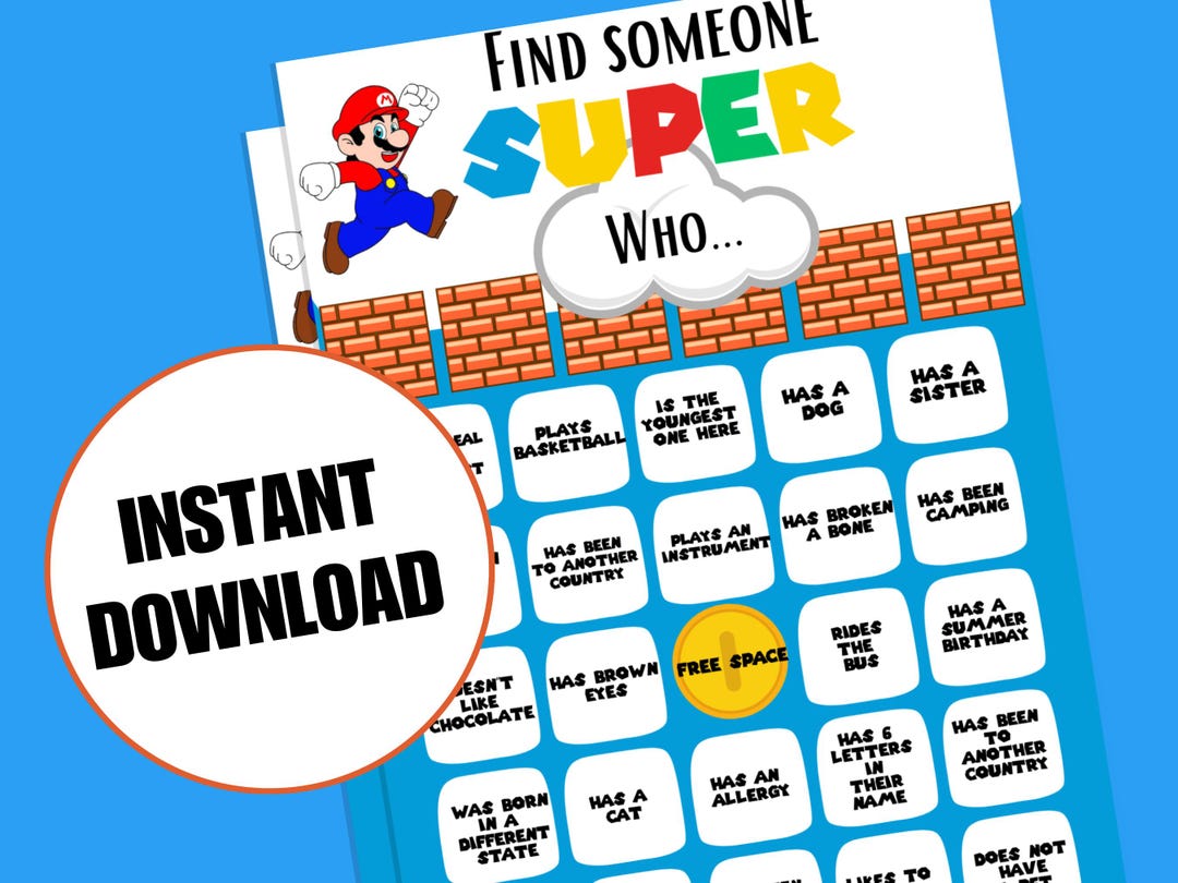 Super Mario Birthday Icebreaker Game - Etsy