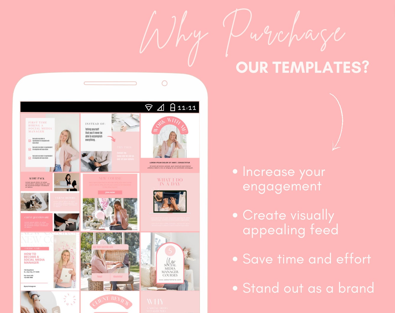 Customizable Instagram Templates for Social Media Managers Editable in ...