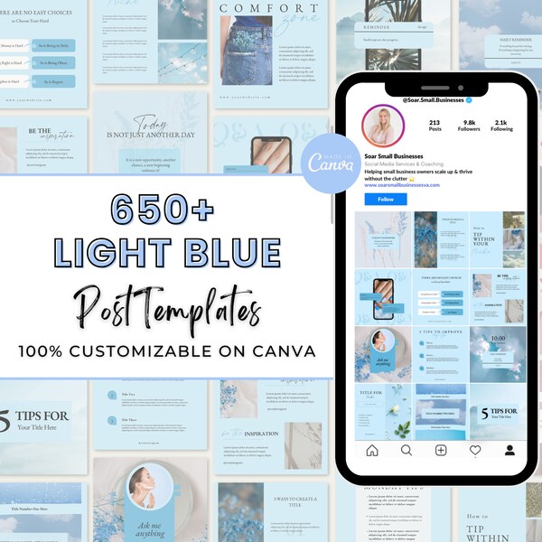 Blue Instagram Template - Etsy