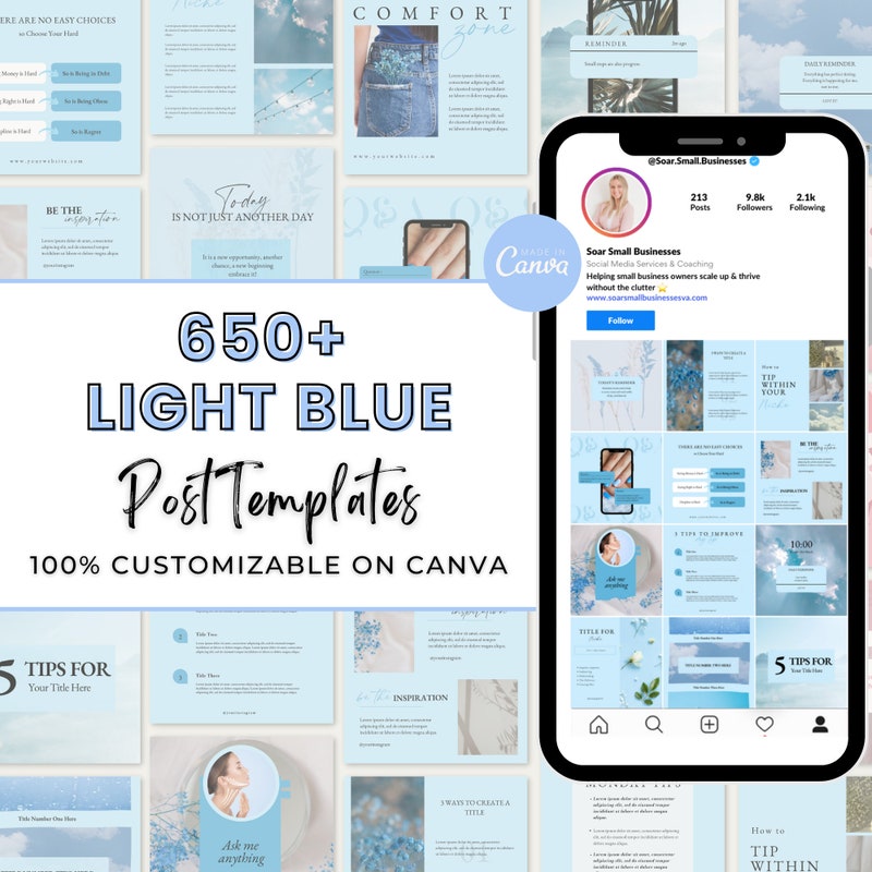 Blue Instagram Template - Etsy