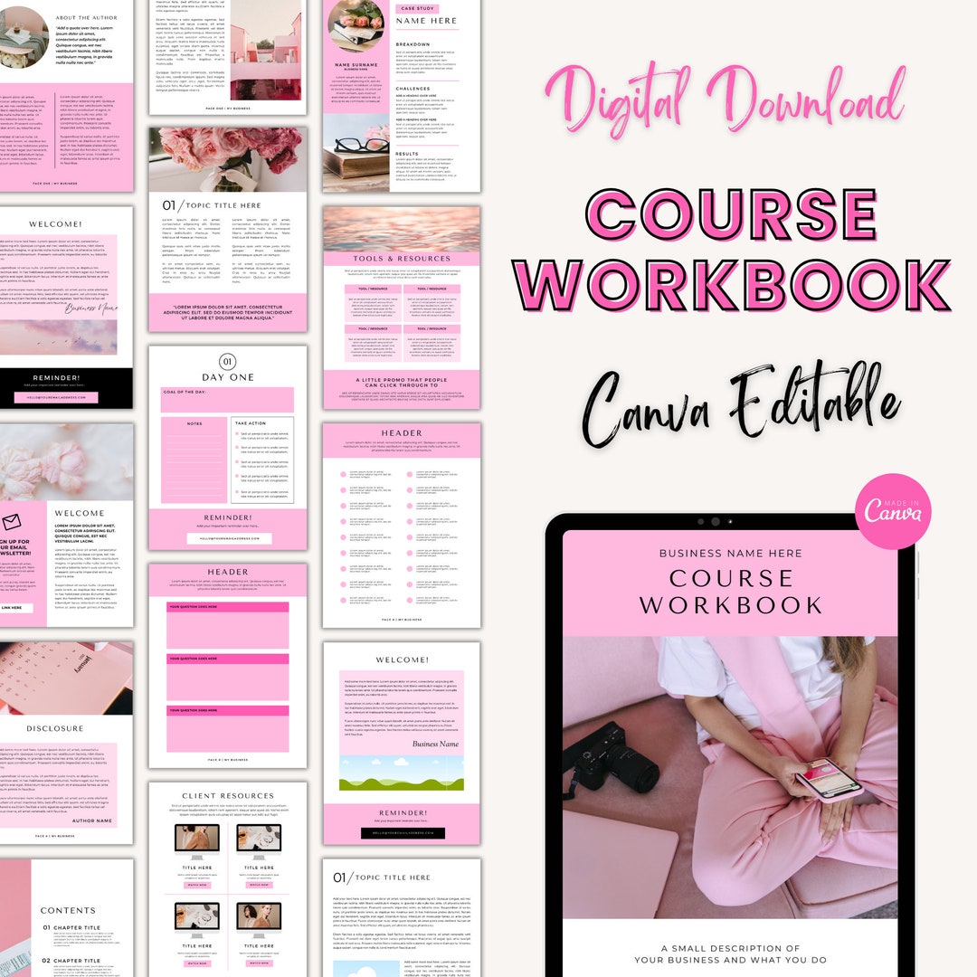 Editable Course Workbook Template DIY Learning Material 39 Pages Canva ...