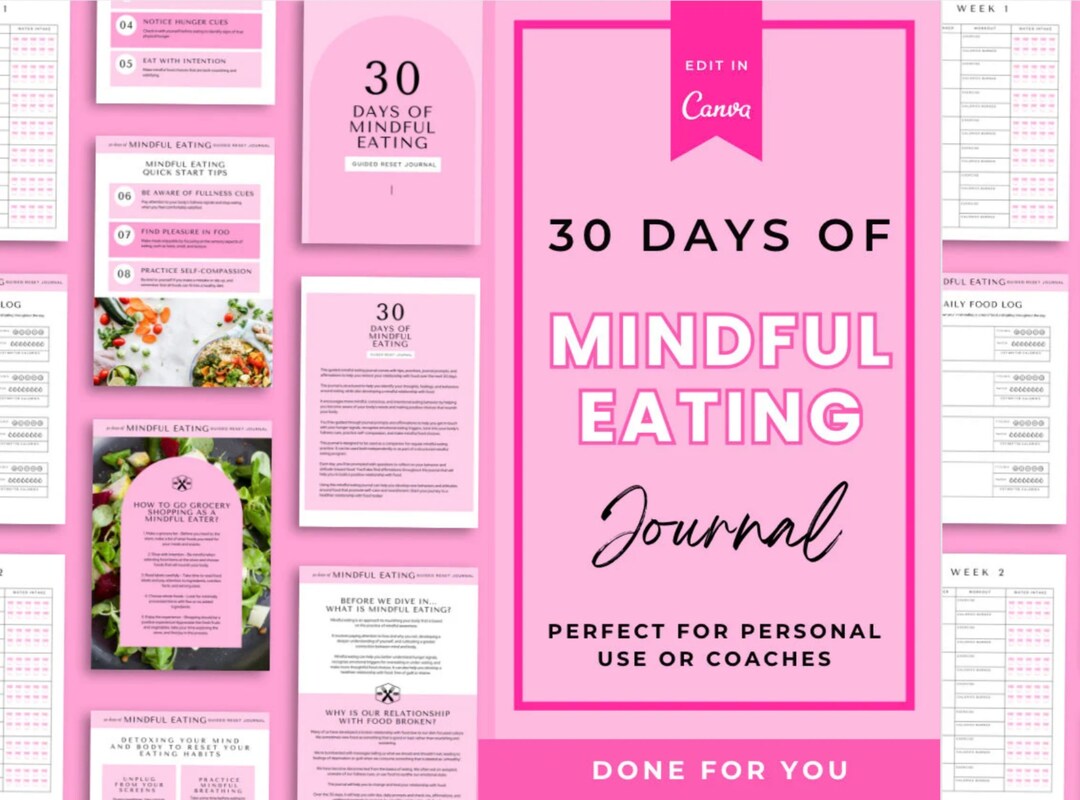 30-day Mindful Eating Workbook Digital Download, Personal ...