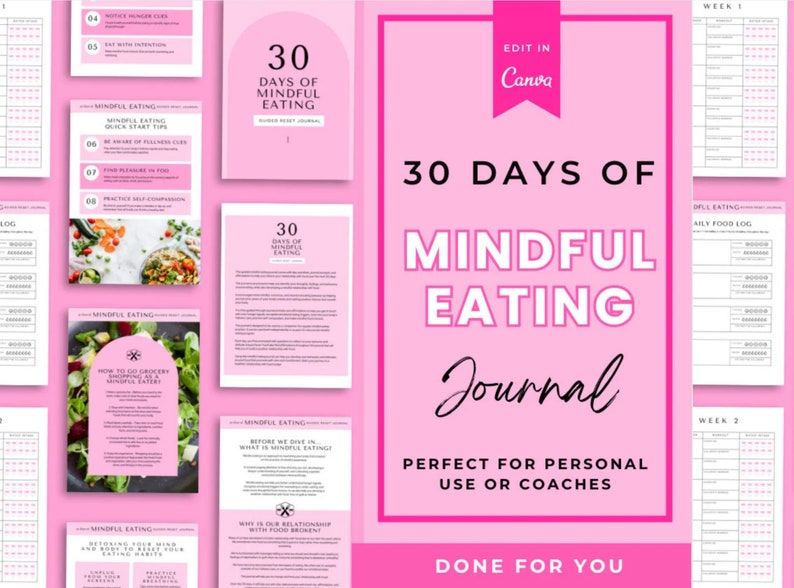 30-day Mindful Eating Workbook Digital Download, Personal ...