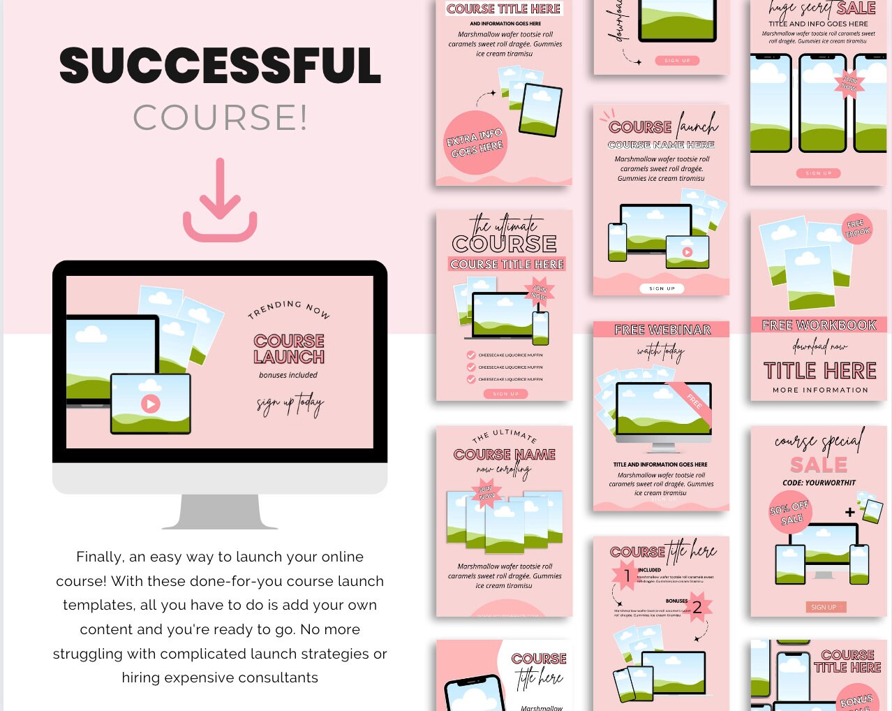 Course Launch Templates, Sell Online Course, Course Promotion, Online ...