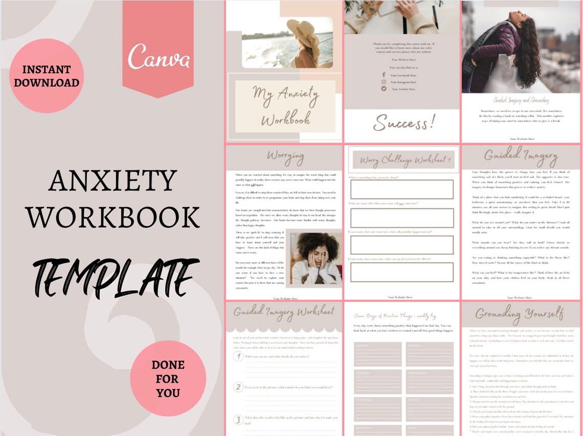 The Anxiety and Worry Workbook Template / Canva Workbook - Etsy