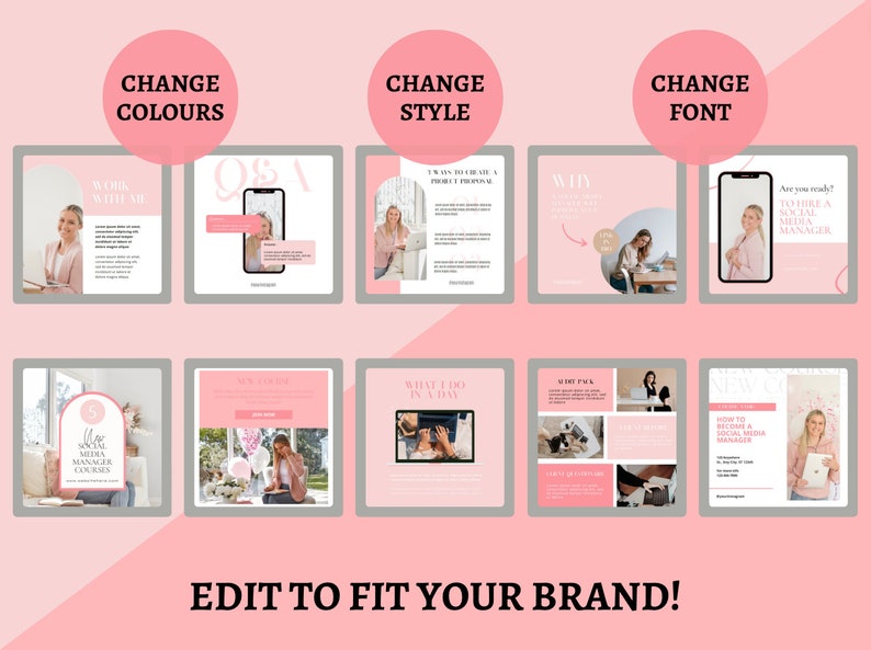 Customizable Instagram Templates for Social Media Managers Editable in ...