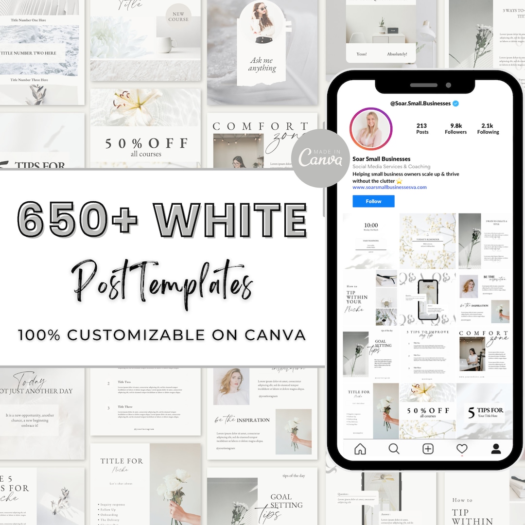 Modern, White, Bright Instagram Templates Coach Templates Templates for ...