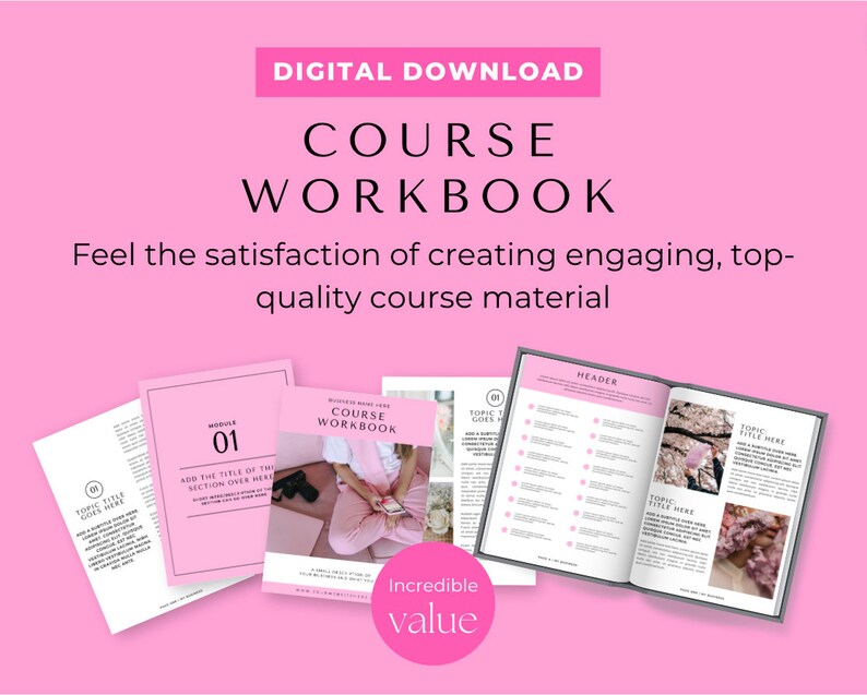 Editable Course Workbook Template DIY Learning Material 39 - Etsy