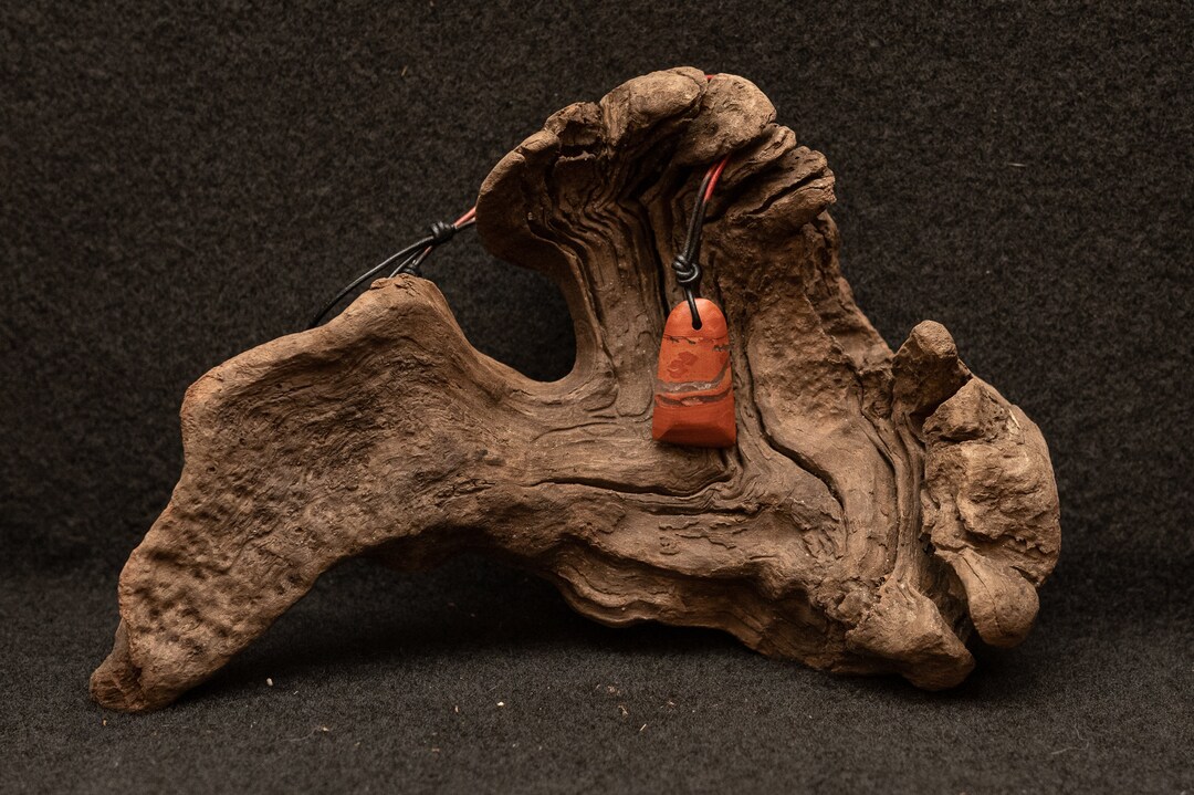 Red Monument Lightning Jasper Pendant W/ Minamalist Leather Cord ...
