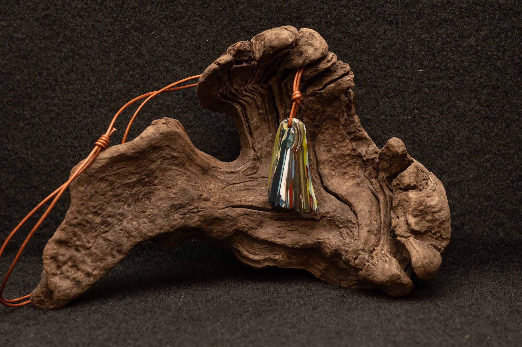 Surfite Freeform Pendant With a Minimalist Leather Cord Sliding Knot ...