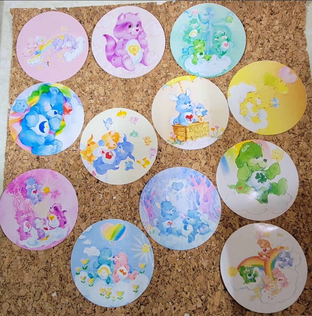 12pc. Vintage Care Bears Sticker Pack, Art by Elena Kucharik, 2 Inches ...