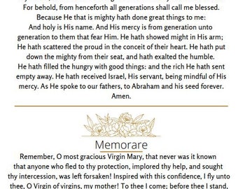Printable Memorare Prayer - Etsy