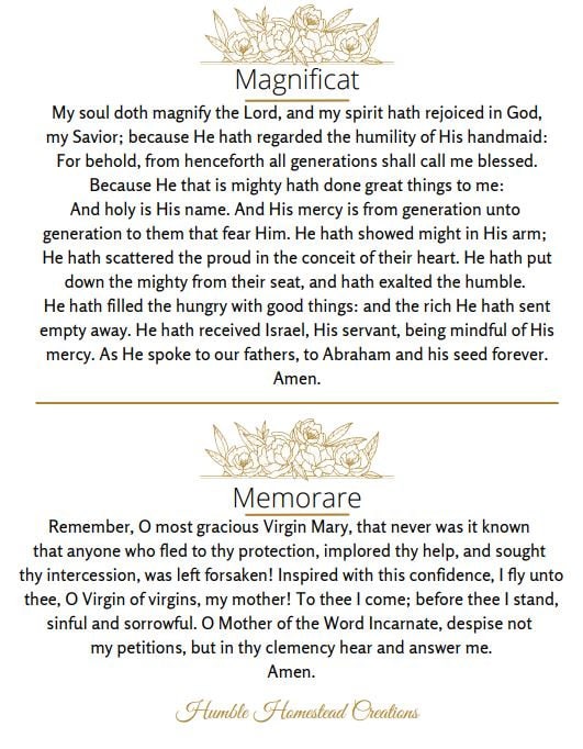 Magnificat & Memorare Prayers - Etsy