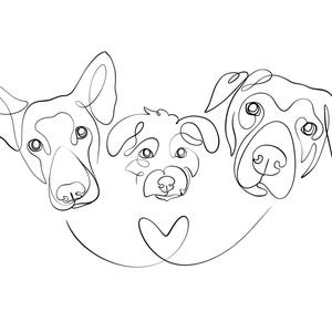 3 Pets/characters One Line Portrait Commission, Dog One Line Portrait ...