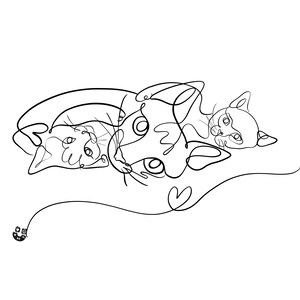 3 Pets/characters One Line Portrait Commission, Dog One Line Portrait ...