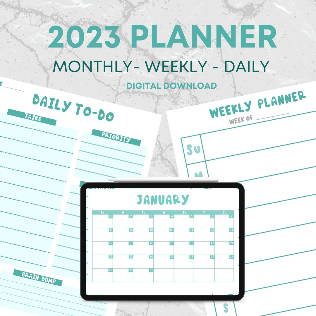 2023 Teal Calendar/planner (digital and Printable) - Etsy
