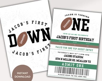 First Down Birthday Party Invitation - Etsy