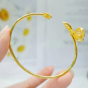 18K Yellow Gold Butterfly Diamond Bracelet - Etsy