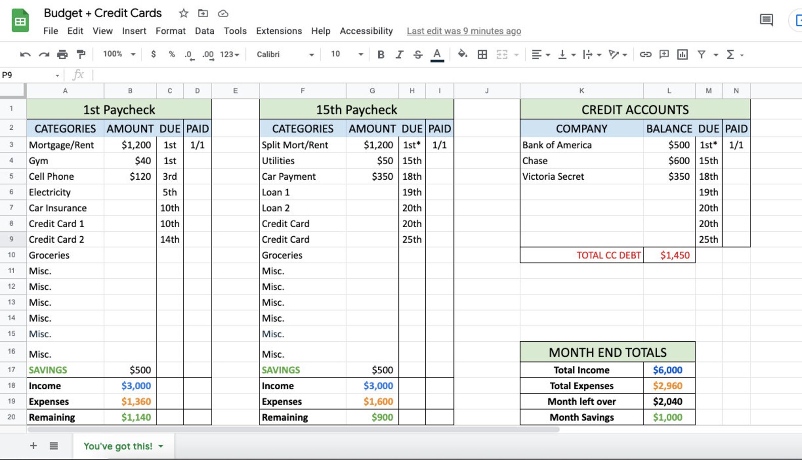 Monthly Budget Spreadsheet PLUS Debt Calculator | Bill Tracker - Etsy