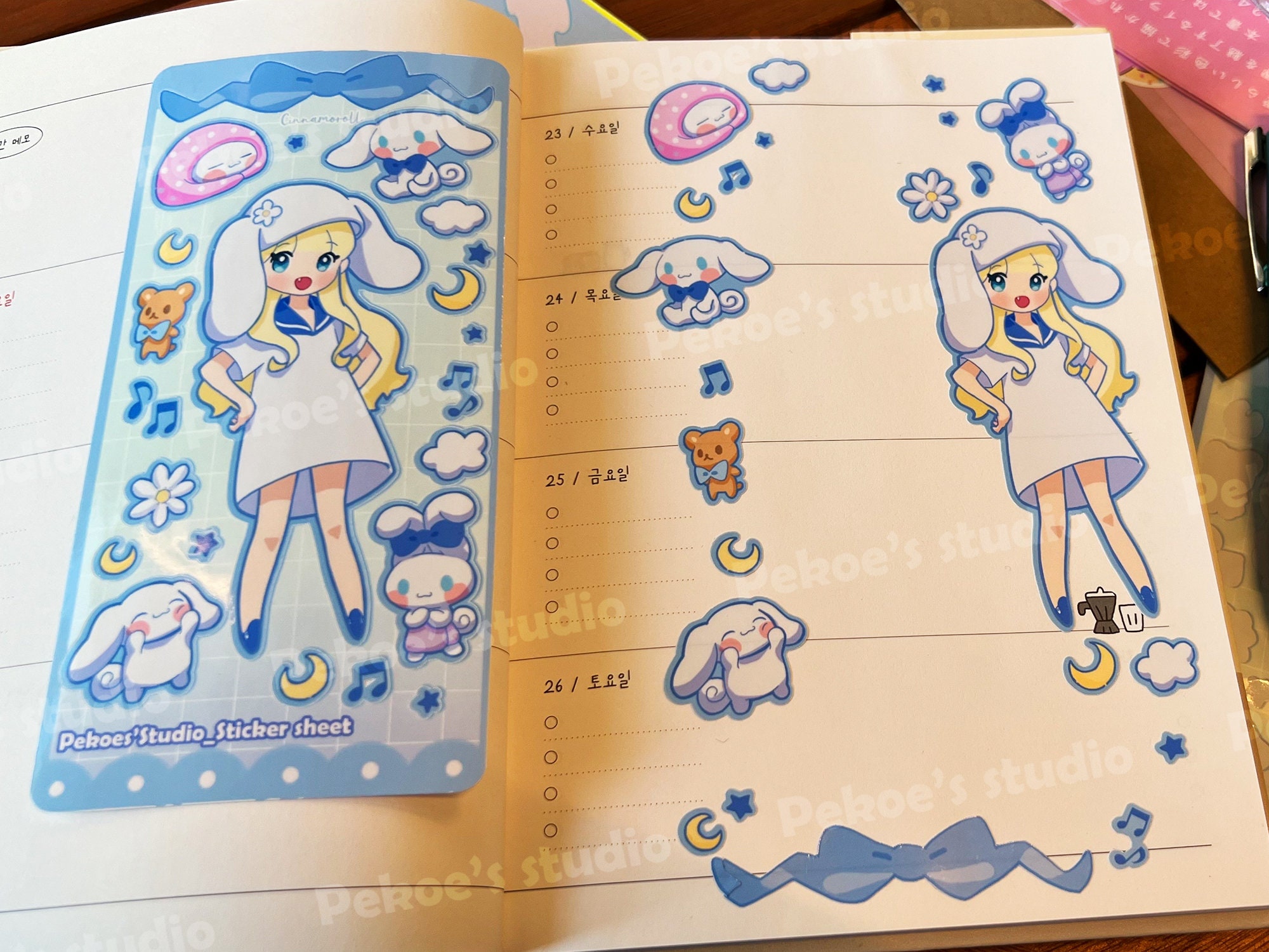 Kawaii Girl Characters Sticker Sheet - Etsy