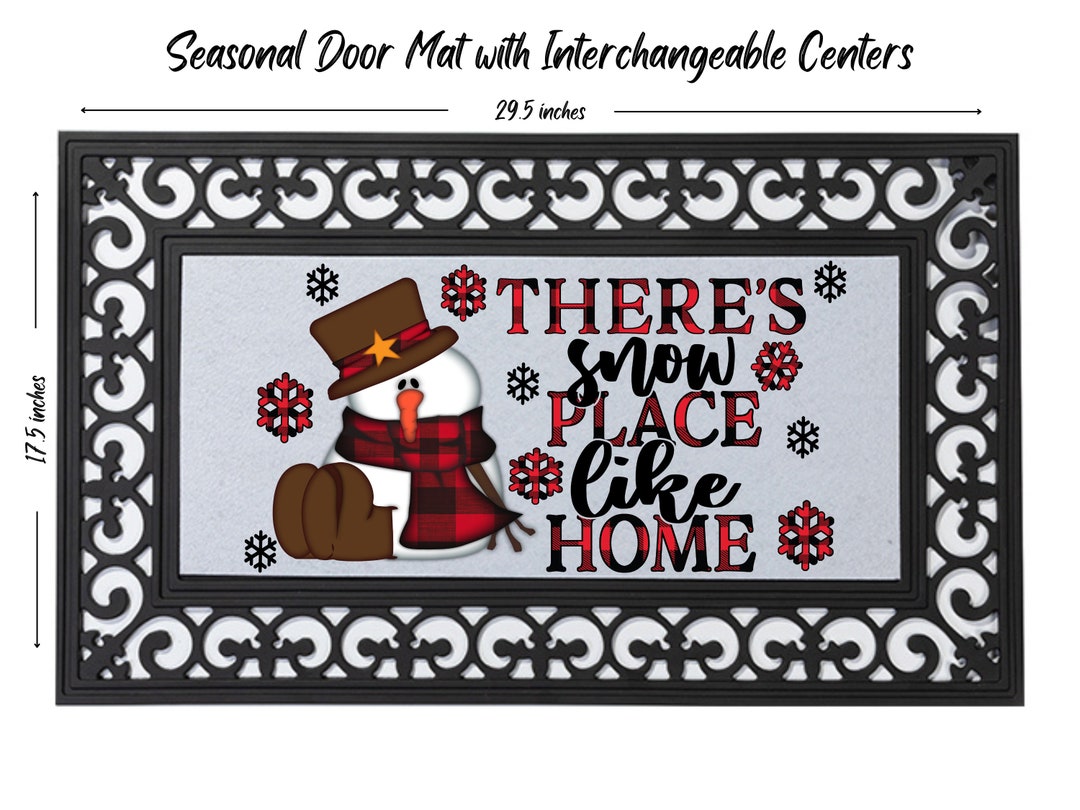 Theres Snow Place Like Home Door Mat, Holiday Snowman Doormat, Seasonal ...