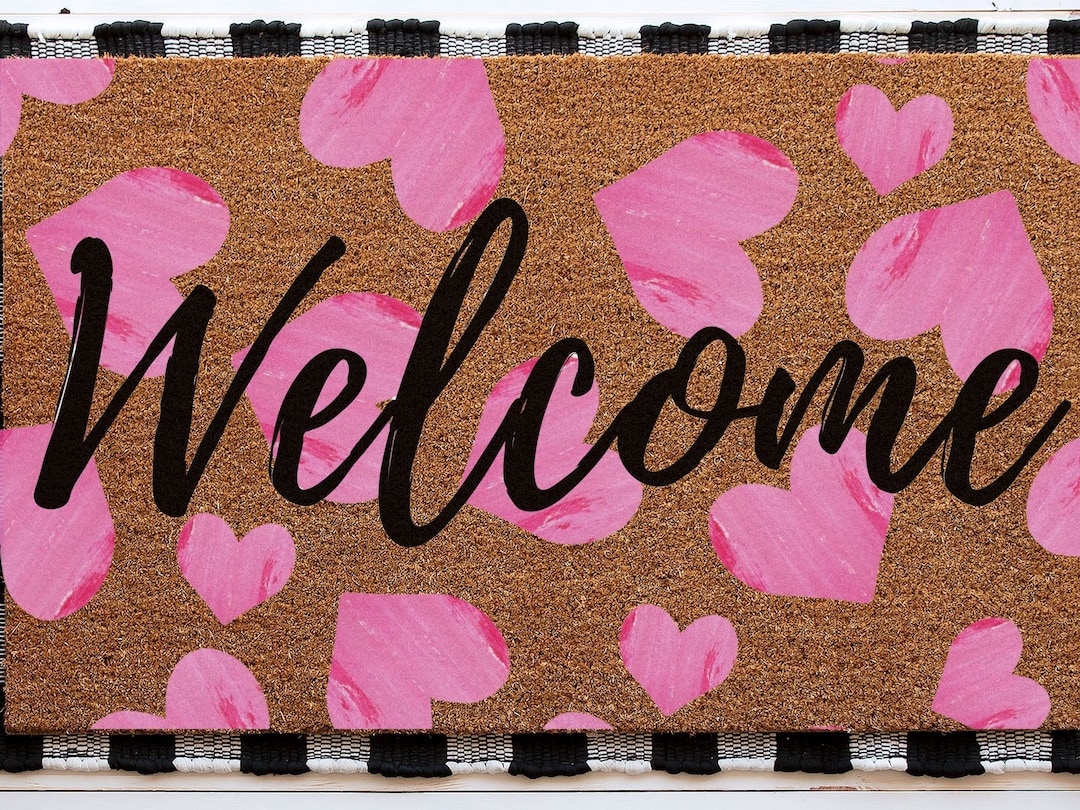Welcome Heart Doormat | Cute Valentine's Housewarming Gift | Custom ...