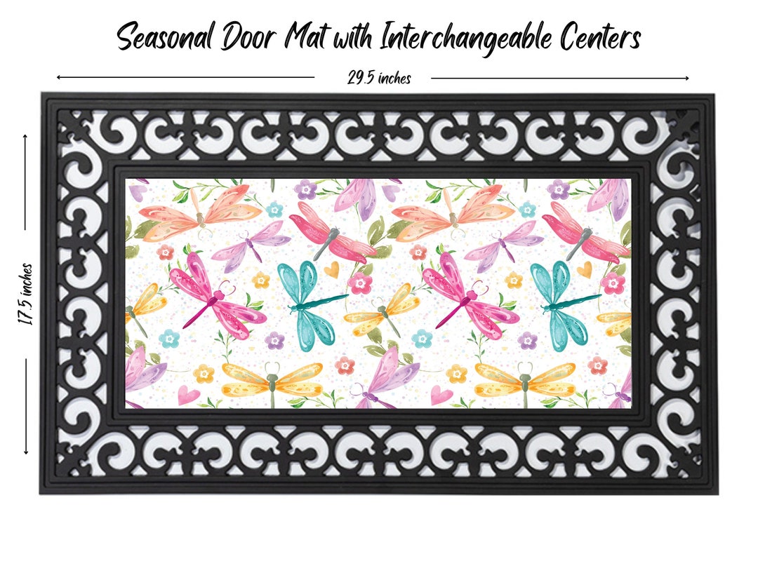 Dragonfly Welcome Door Mat | Summer Theme Doormat | Spring Decor ...