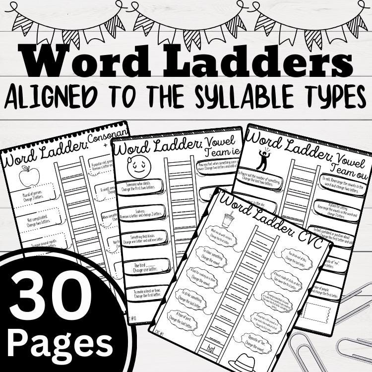Syllable Types Word Ladders, Phonics Word Ladders, Science of Reading ...