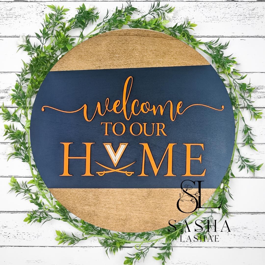 Welcome to Our Home Sign | Virginia Saber Logo | UVA Cavaliers Decor ...