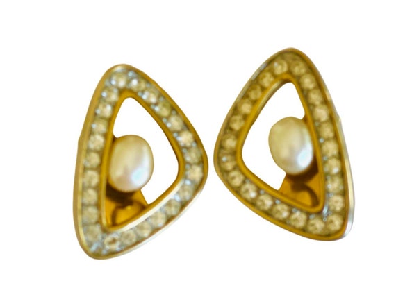 Vintage Pierre Balmain signed pearl crystal gold tone… - Gem