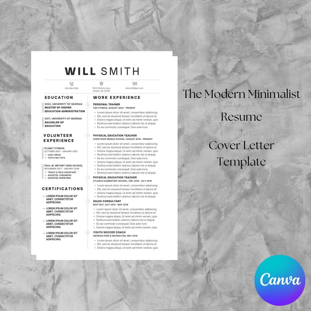 Modern Minimalist Resume Template | Resume Template | CV Template 1 ...