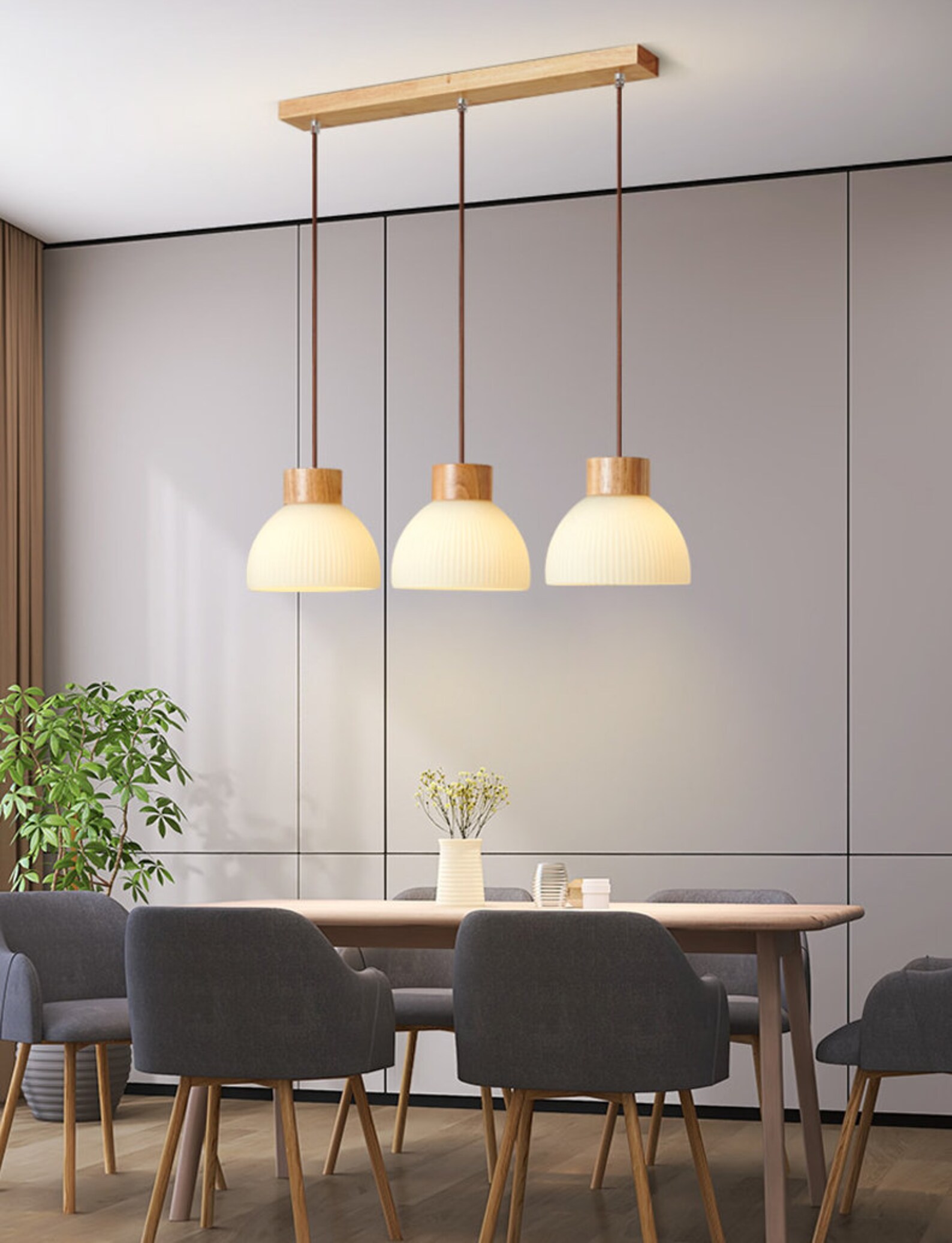 Walnut Wooden and Glass Pendant Light,light Fixture ,ceiling Pendant ...