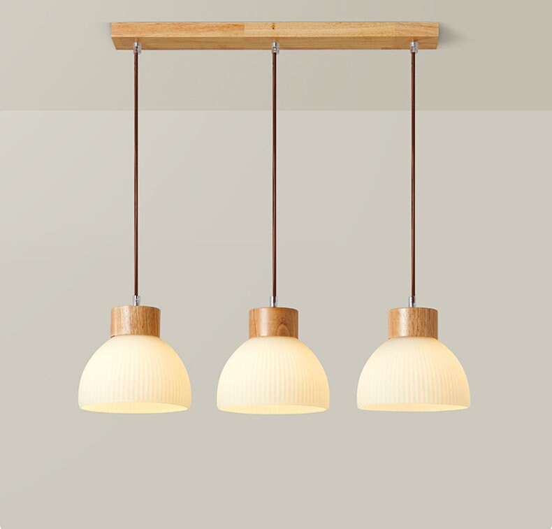 Walnut Wooden and Glass Pendant Light,light Fixture ,ceiling Pendant ...