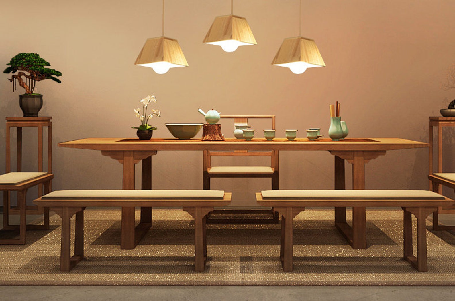 Wooden Japanese Style Pendant Light Home & Living Decor, Modern ...